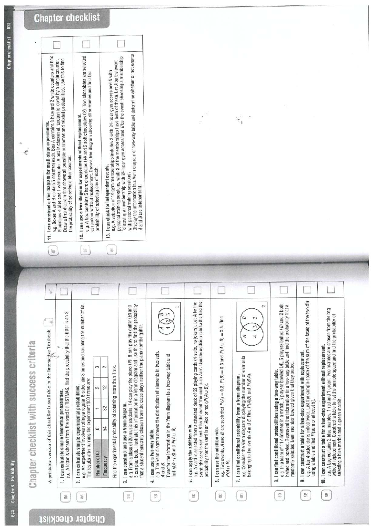 Chapter 8 Probability Checklist 675 674 - Success Criteria - Studocu