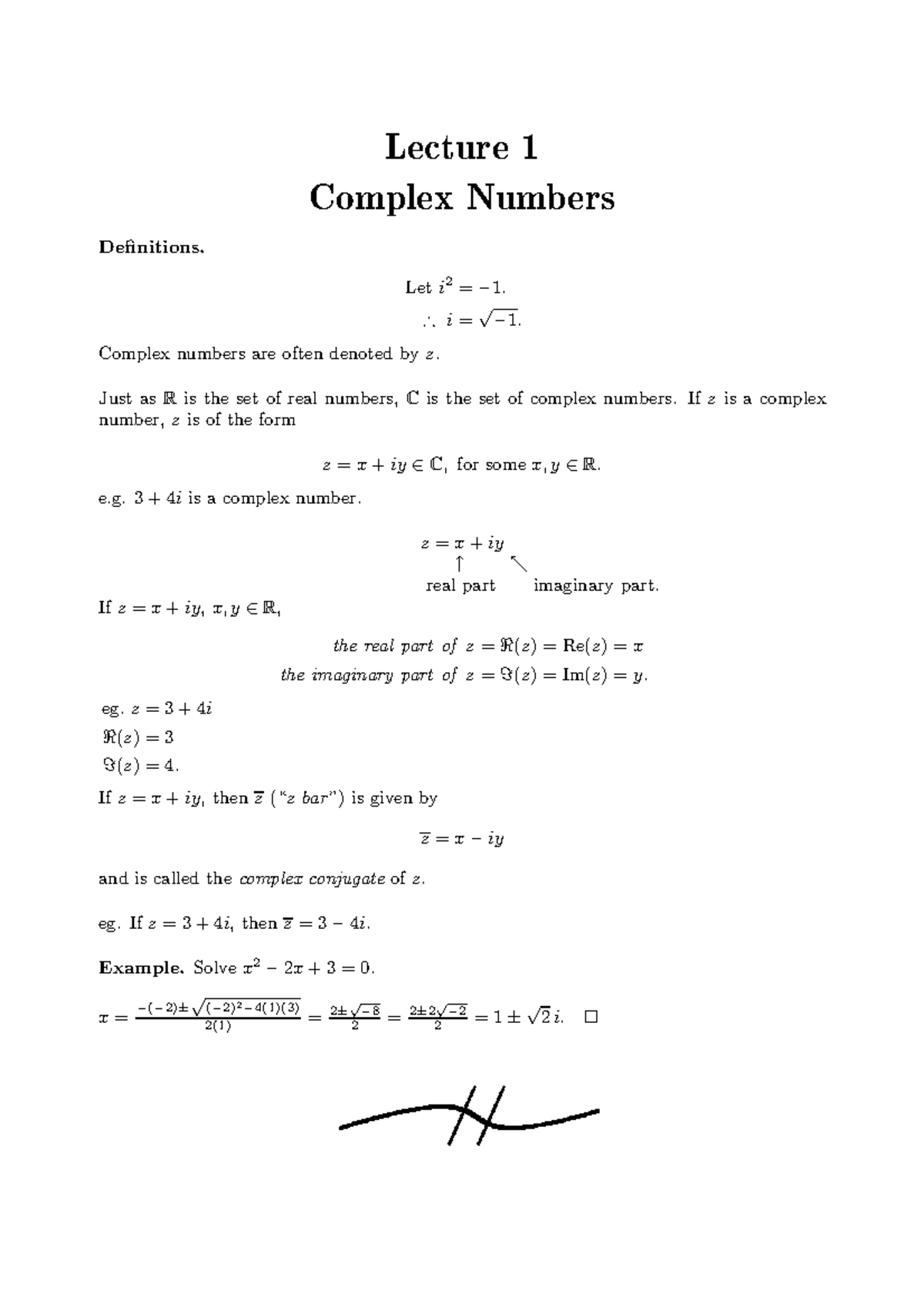 Lecture Notes on Complex Numbers (Course Code: CN101) - Studocu