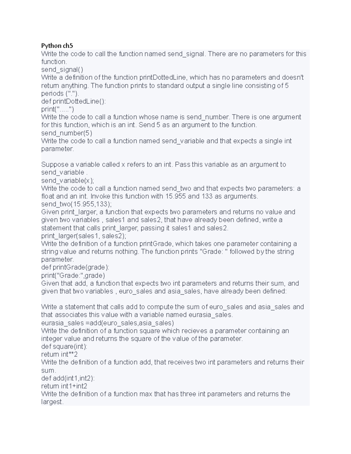 Python ch5 - Python ch Write the code to call the function named send ...