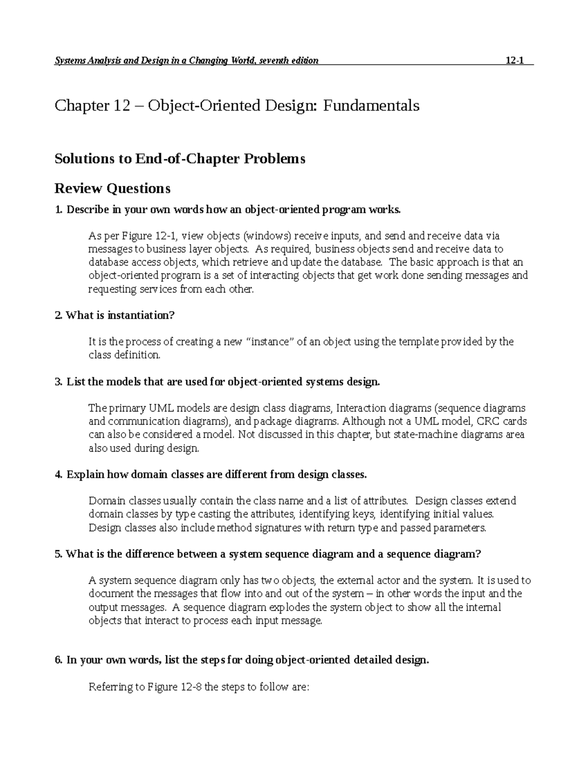 Systems Analysis and Design in a Changing World, 7th Ed. Chapter 12 ...