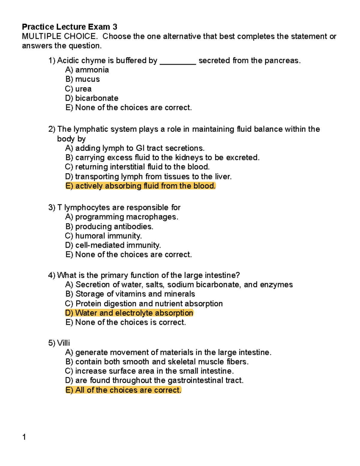 Practice Lecture Exam 3 (Course Code: BIOL-XYZ) - Practice Lecture Exam ...