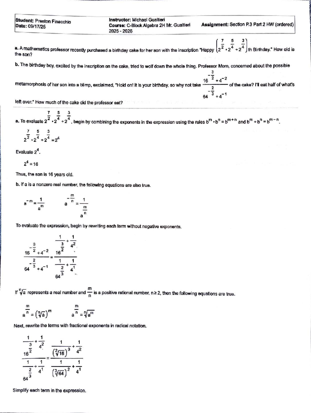 C-Block Algebra 2H Assignment: Section 3.3 Polynomial Division - Studocu