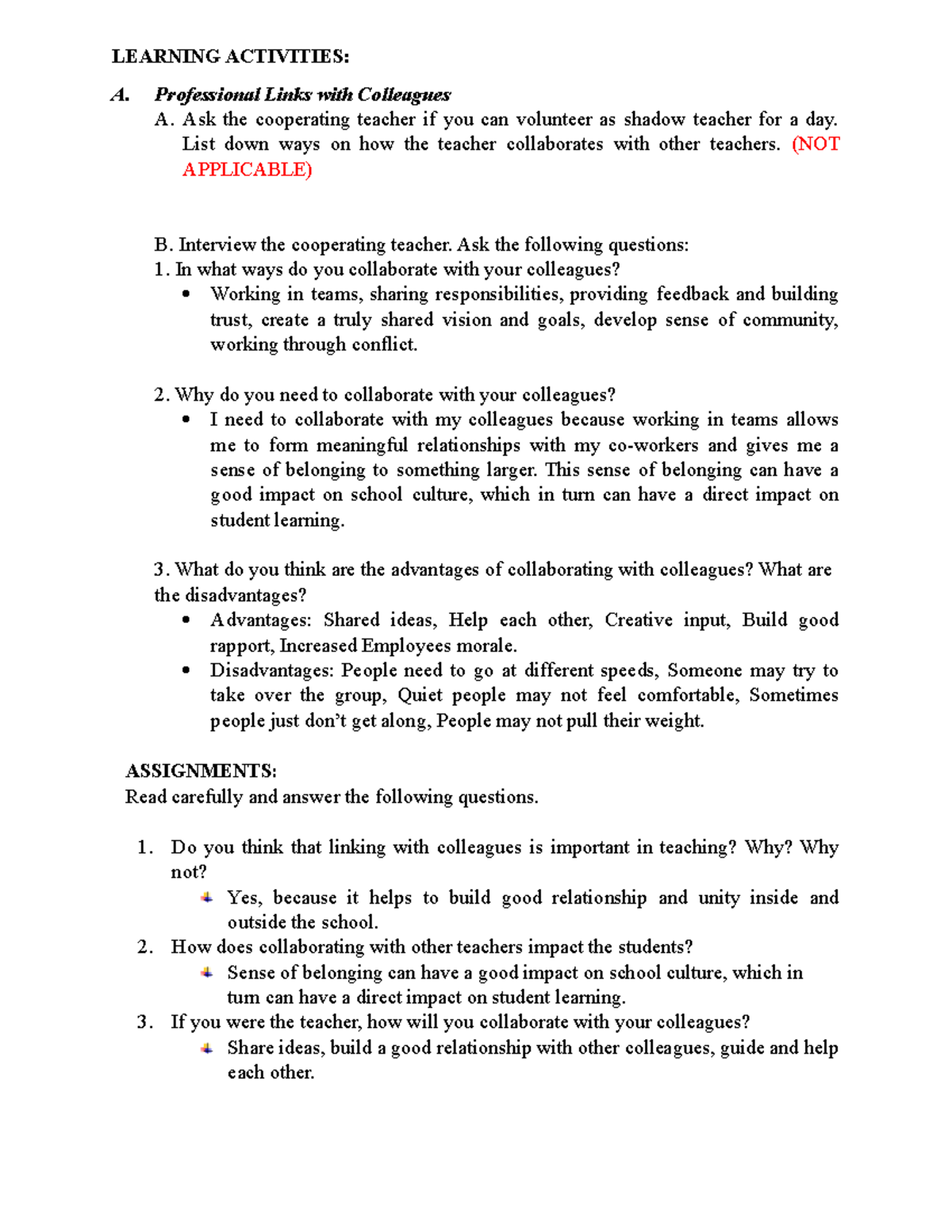 Field Study 1 Activity: Collaboration with Colleagues Insights - Studocu