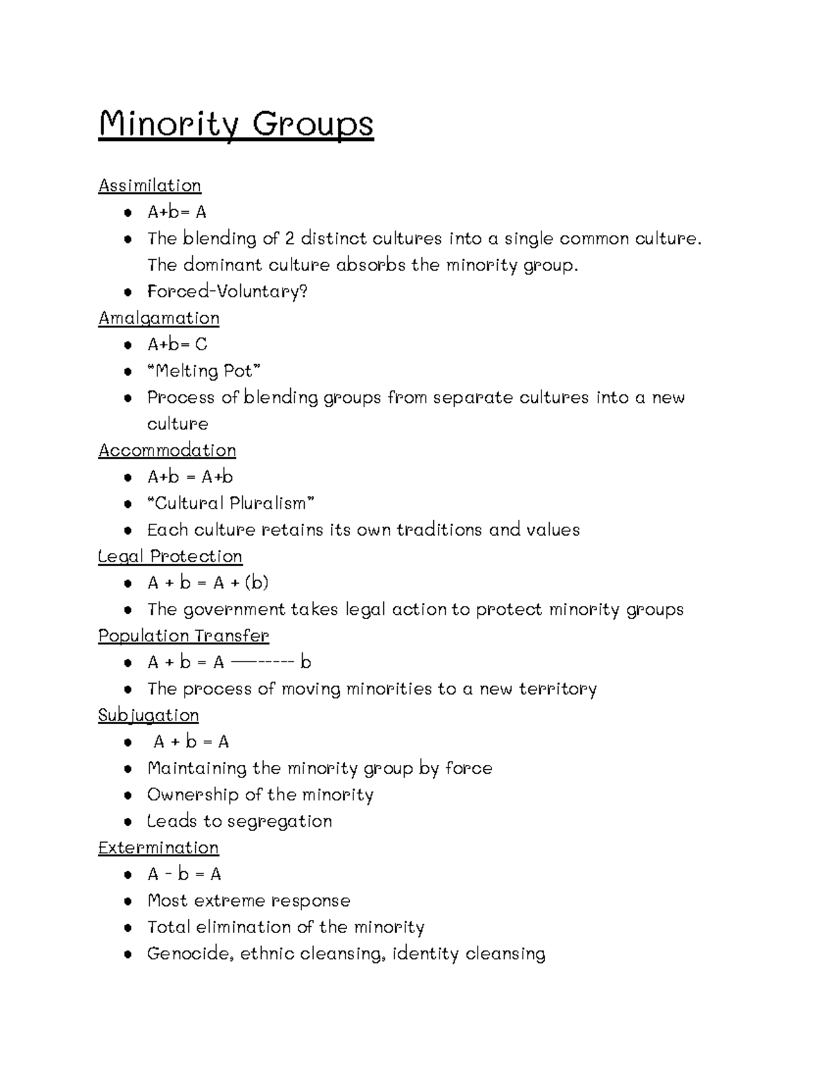Sociology 3 - Minority Groups: Assimilation and Cultural Dynamics - Studocu