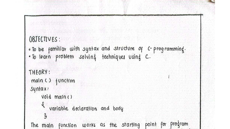 C-Programming Practical Lab: Syntax, Functions & Operators - Studocu