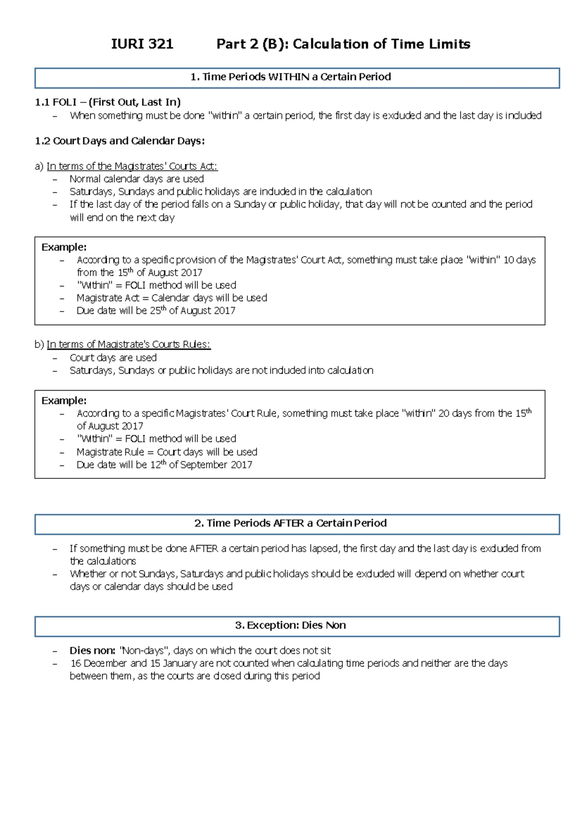 Part 2 (B) - Calculation of Time Limits - Time Periods WITHIN a Certain ...