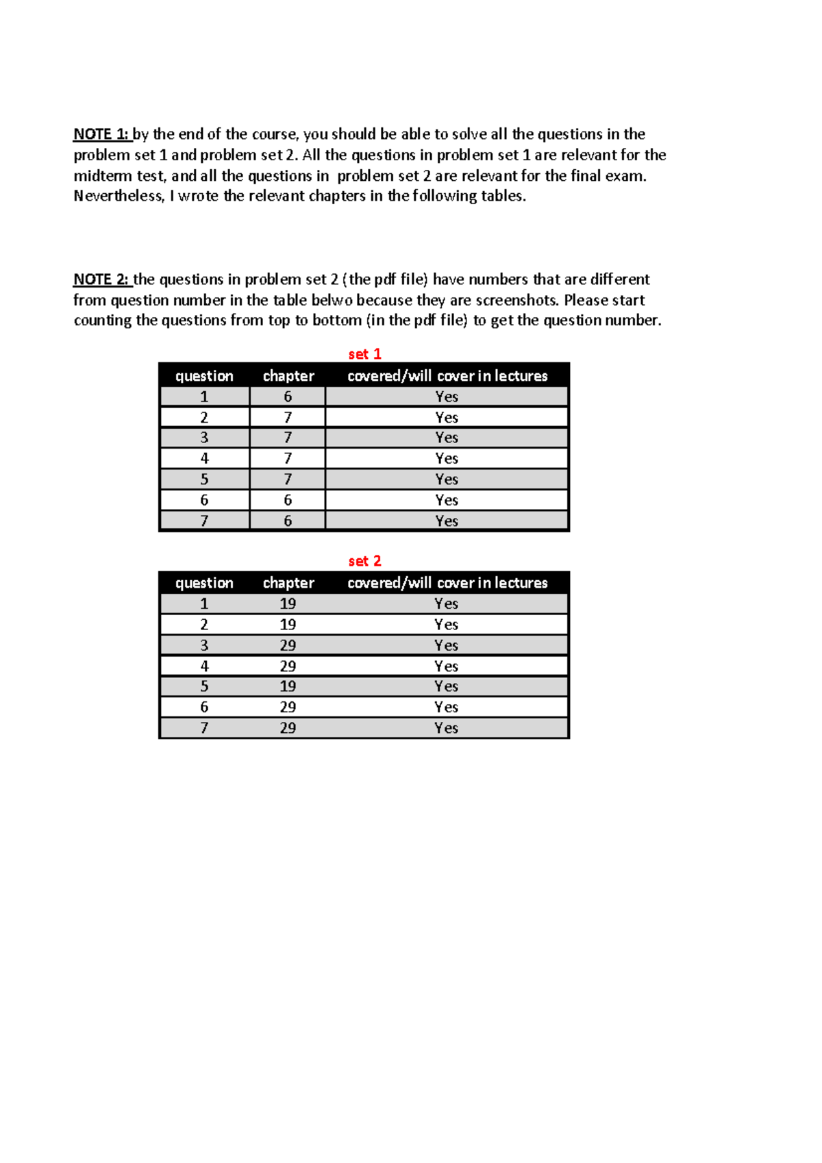 Practice Questions for Midterm & Final Exam (Course Code) - Studocu