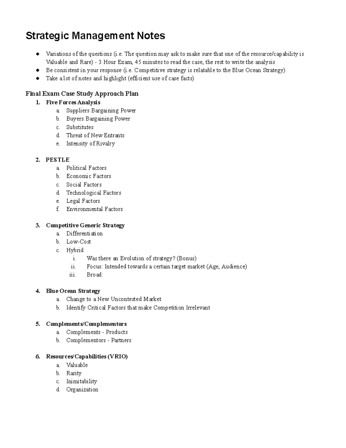 Strategic Management Case Study Final Exam - Strategic Management Notes ...