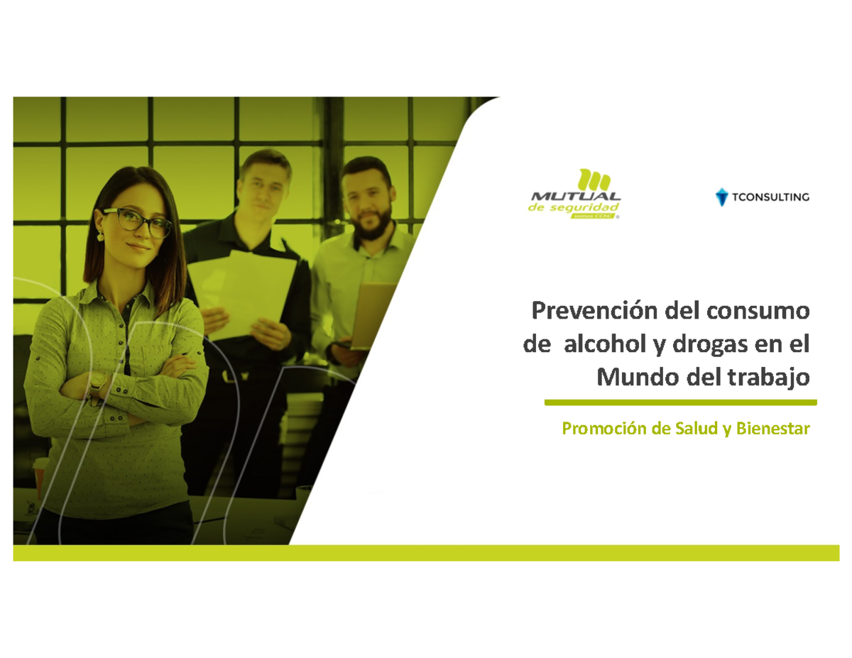 Prevención del Consumo de Alcohol y Drogas en el Trabajo - Webinar 2 - Studocu