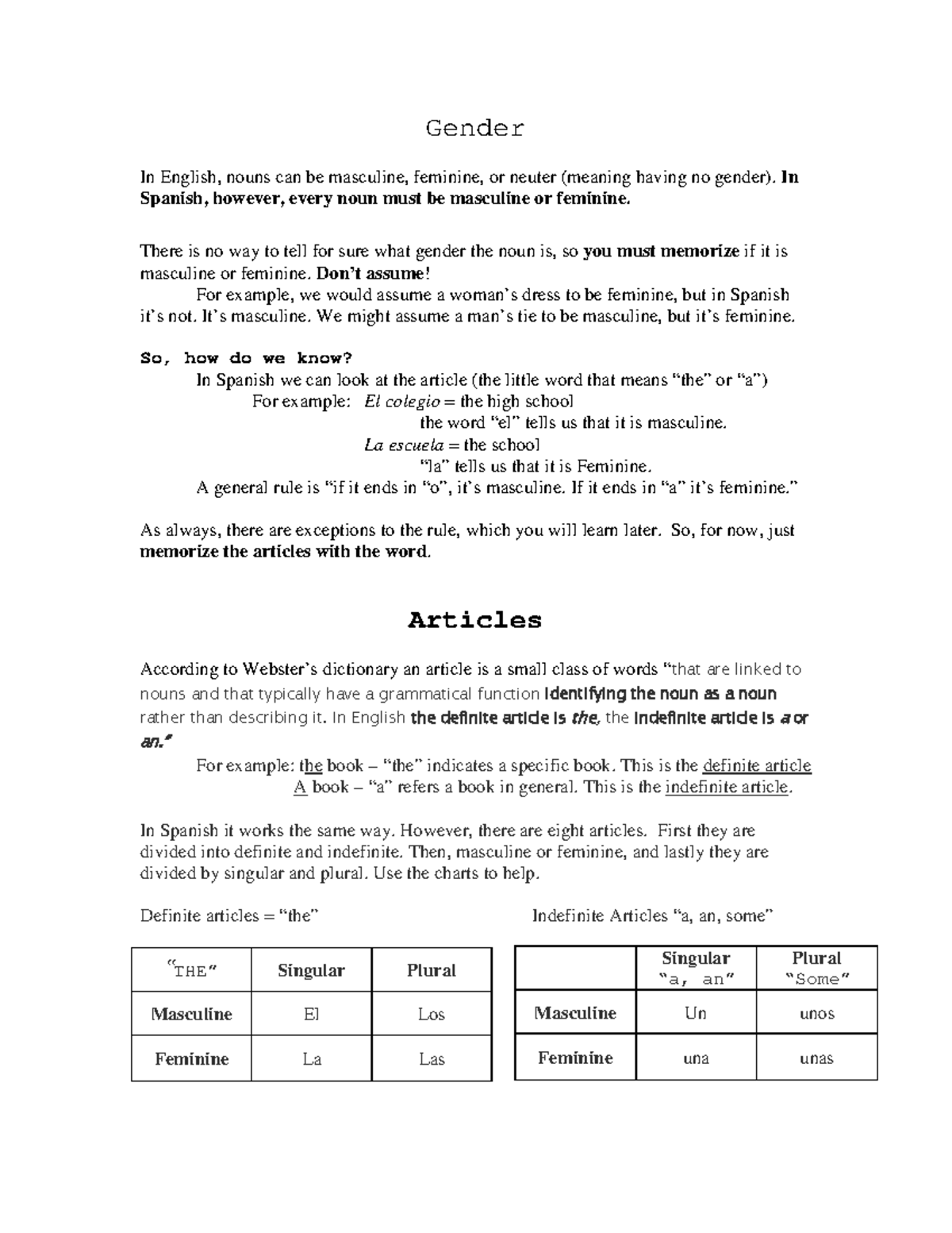 L1Notes Packet - Lecture notes 1 - Gender In English, nouns can be ...
