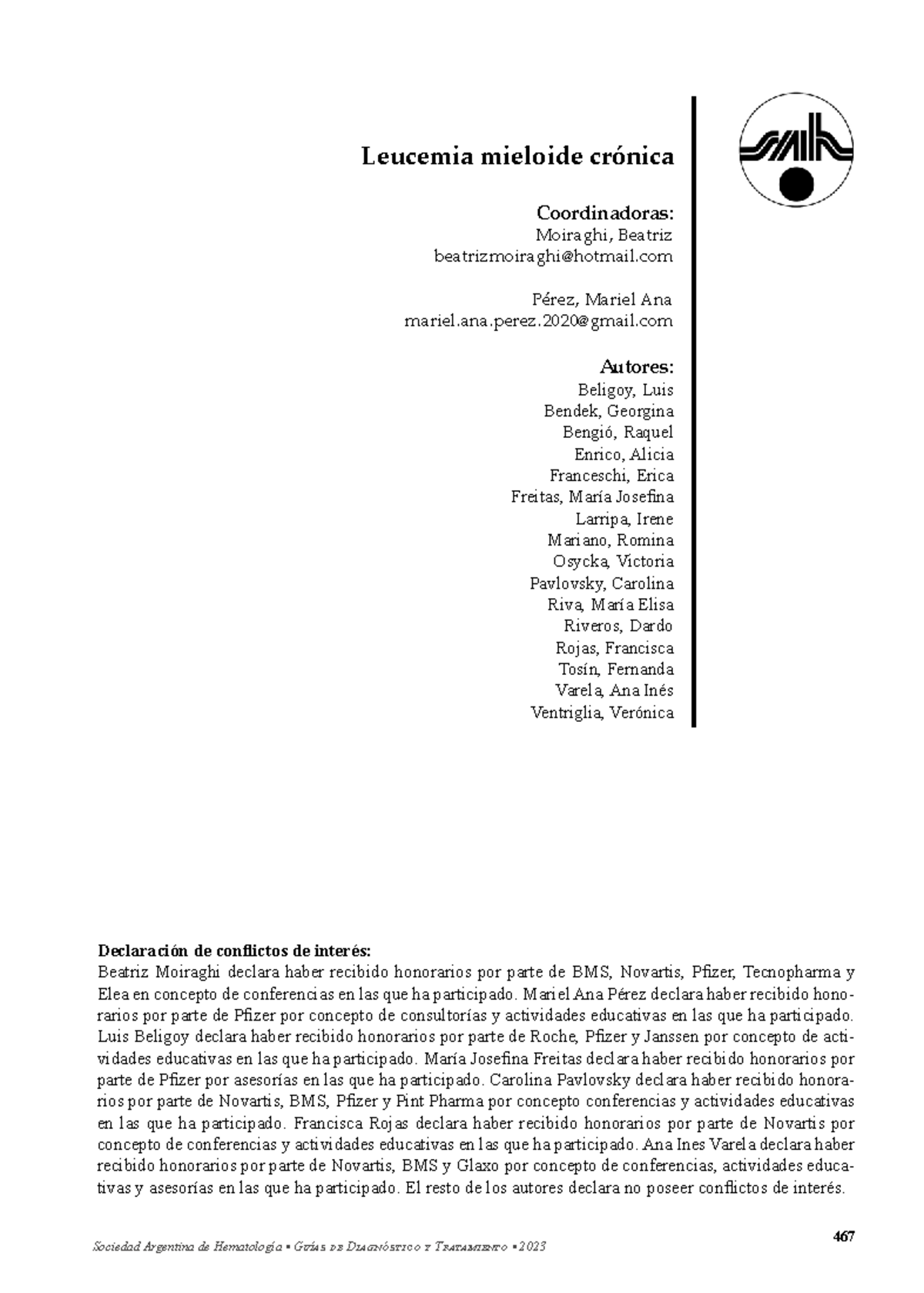Guías de Diagnóstico y Tratamiento de LMC 2023 - Caso Clínico - Studocu