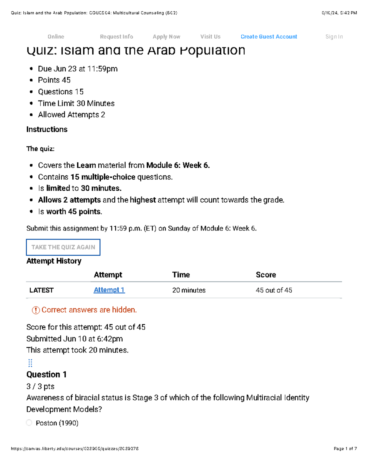 Quiz: Islam & Arab Population Insights | COUC504: Multicultural ...