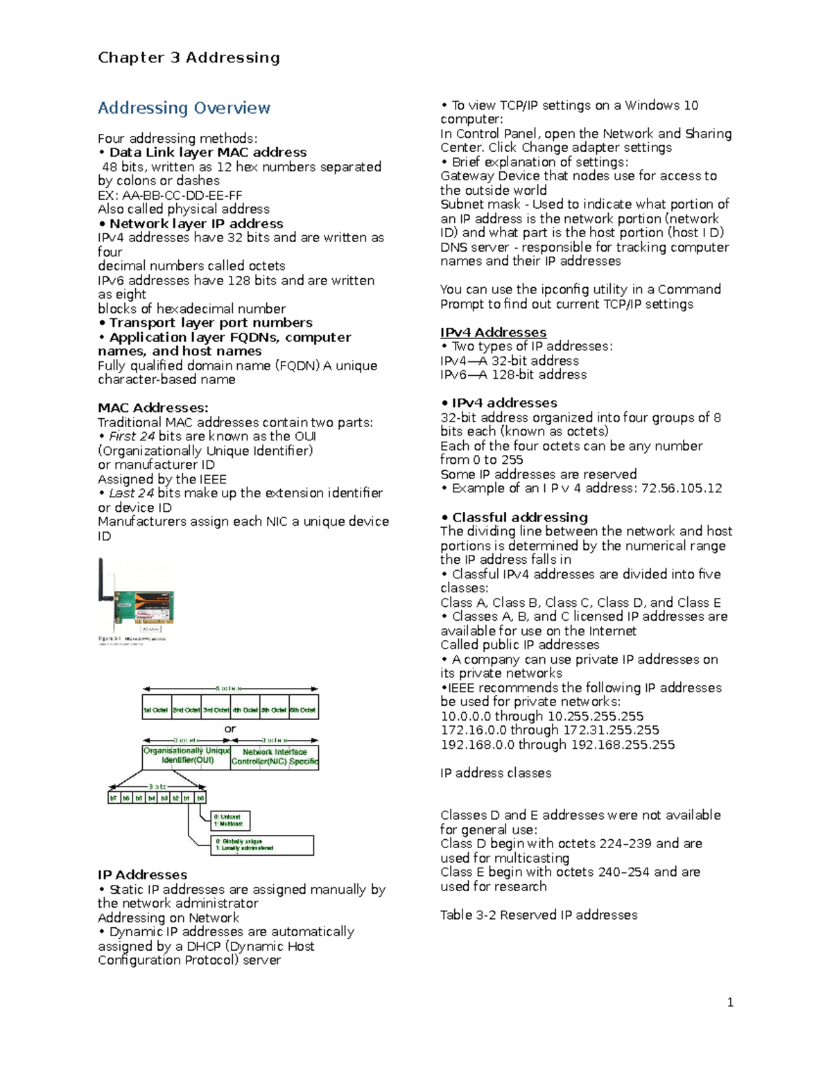 Chapter 3 - IPv4 and IPv6 Addressing Methods Lecture Notes - Studocu