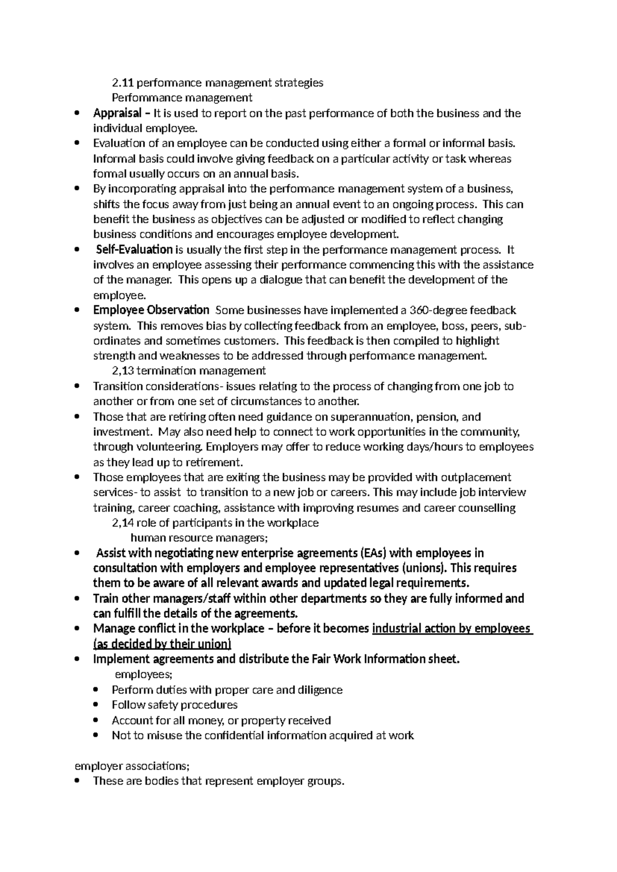 Performance Management Strategies and Workplace Relations (2.11) - Studocu