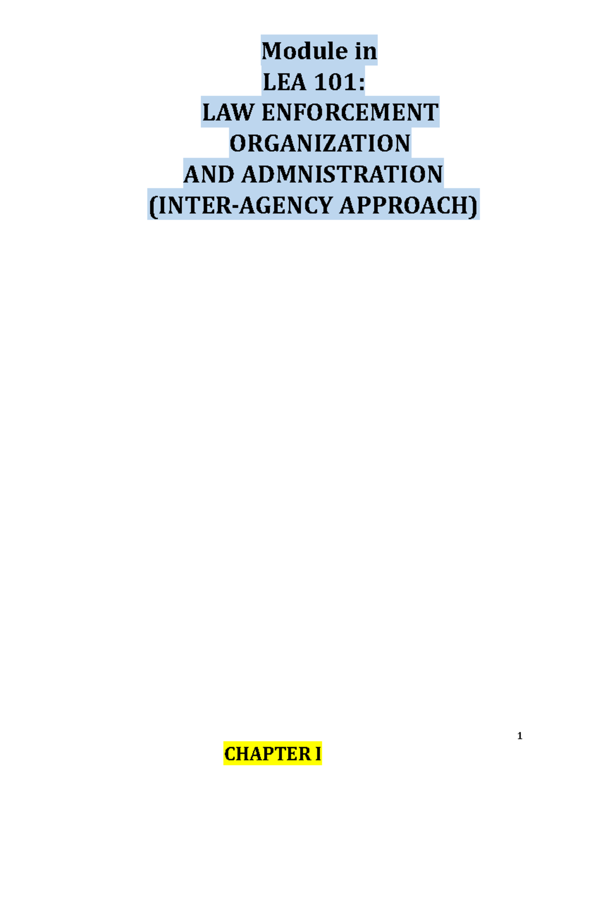 LEA 101 Module No - Law - Module in LEA 101: LAW ENFORCEMENT ...