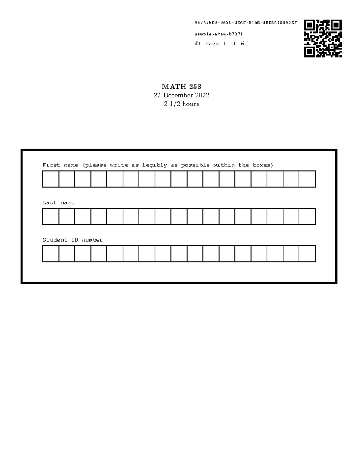 Sample MATH 253 Final Exam Guidelines and Problem Examples - Studocu