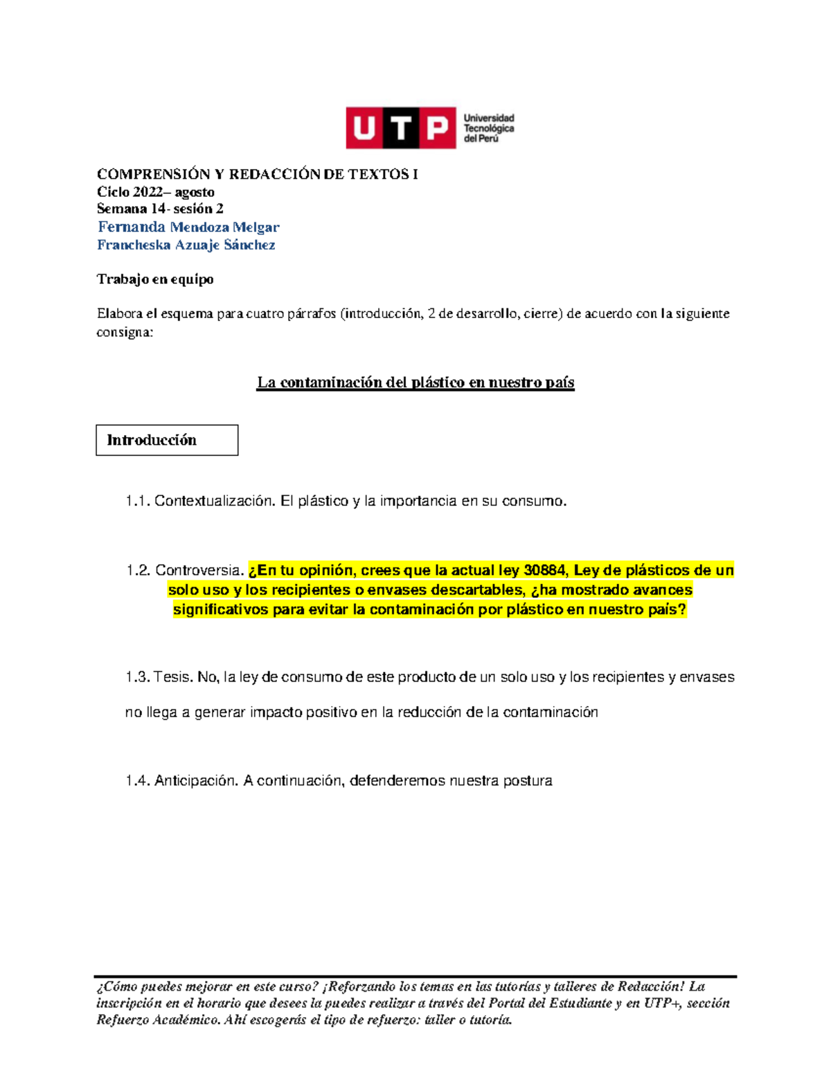 S14.s2-Práctica Calificada 2- Esquema de redacción agosto terminado - ¿Cómo puedes mejorar en ...