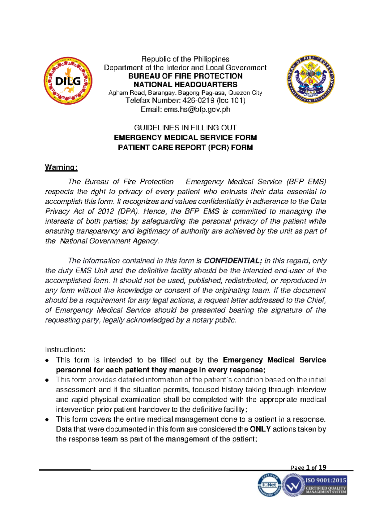 Patient Care Report (PCR) Guidelines – Emergency Medical Services - Studocu
