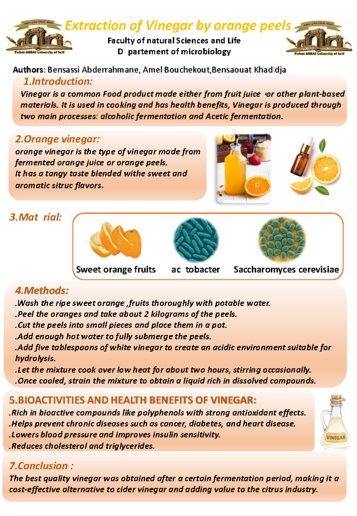 Extraction of Orange Vinegar from Peels: A Microbiology Study - Studocu