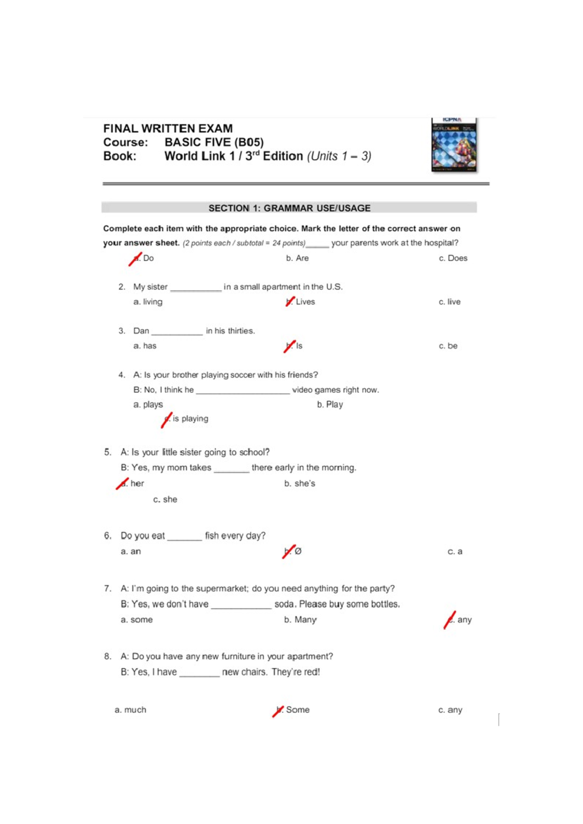 Final Exam B05: Grammar and Vocabulary Assessment Guide - Studocu