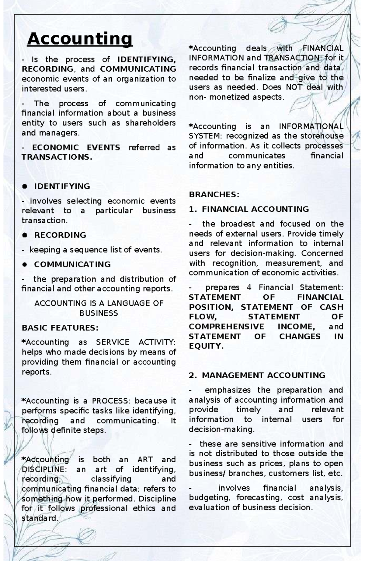 Introduction to Accounting: Key Concepts and Processes - Studocu
