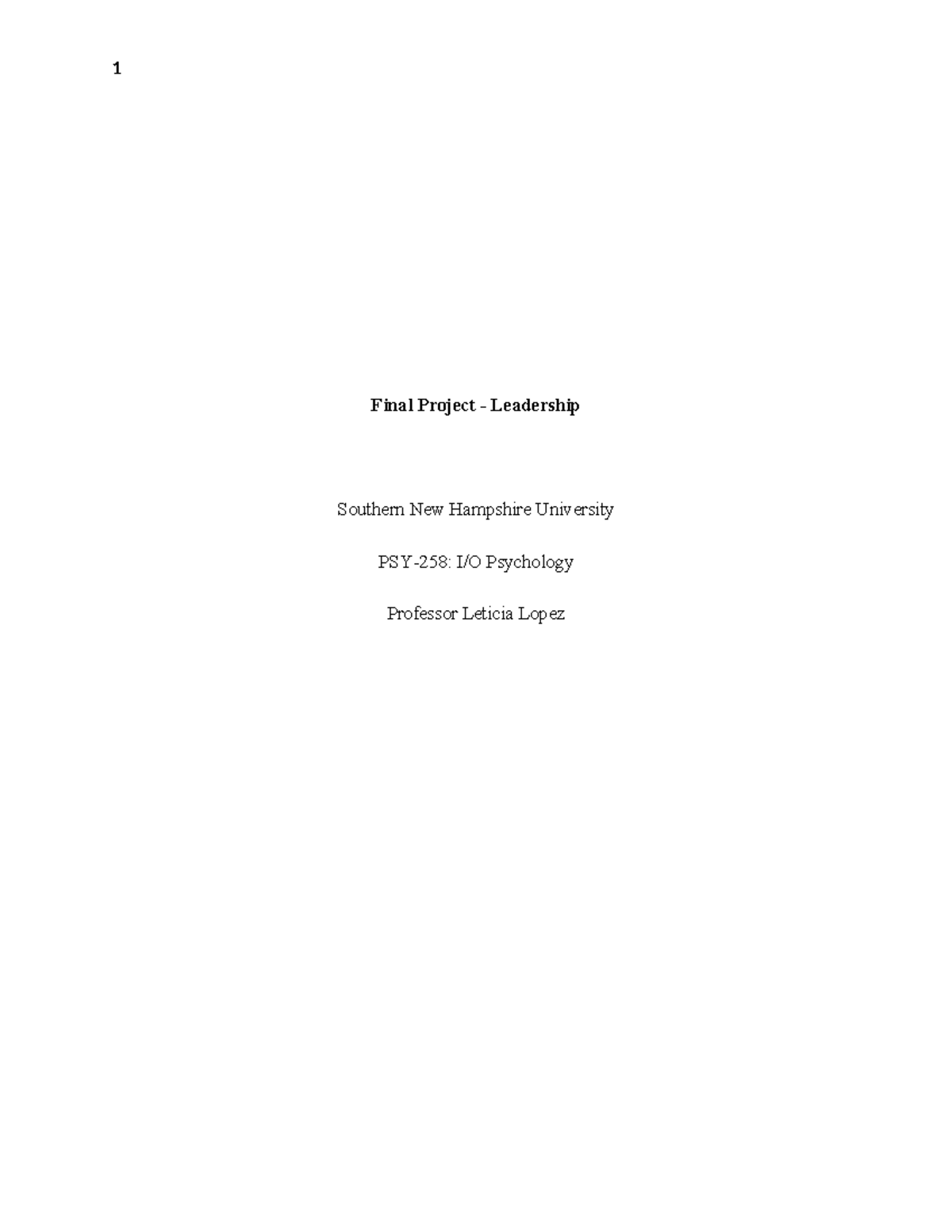 PSY258 Final Project: Exploring Leadership Development in I/O Psych ...