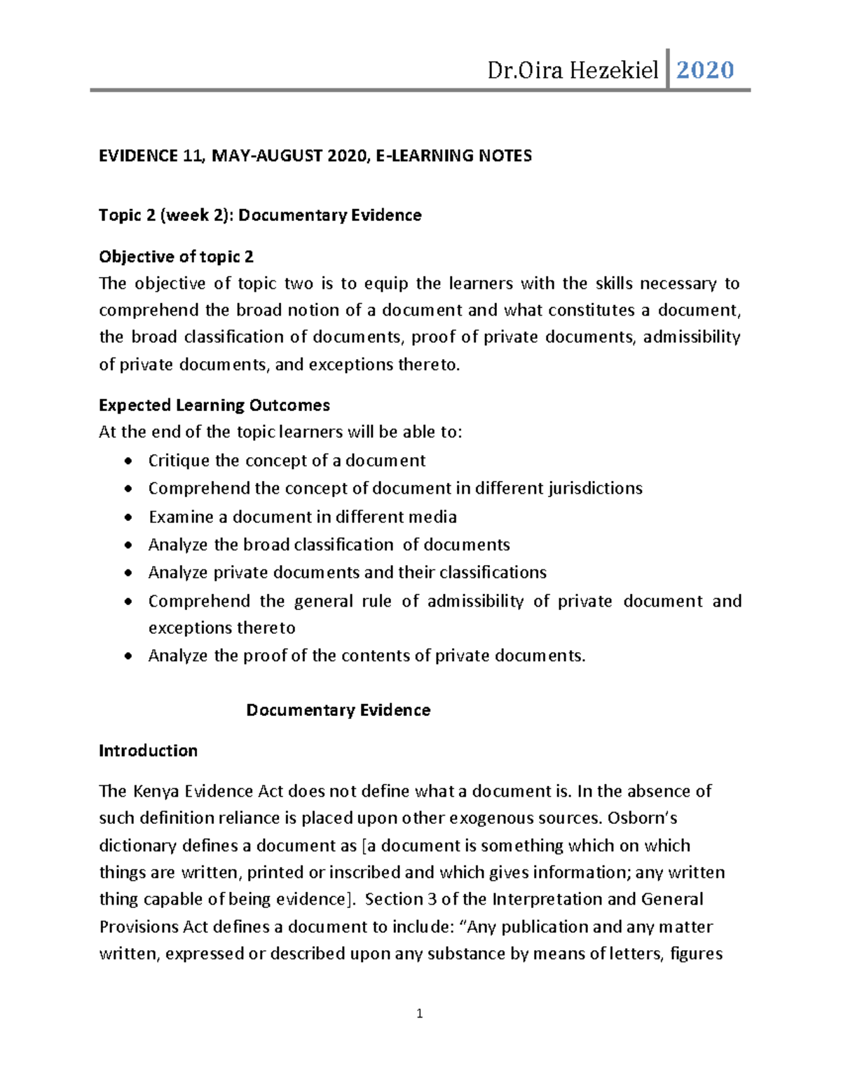 EVIDENCE 11: Topic 2 - Understanding Documentary Evidence - Studocu