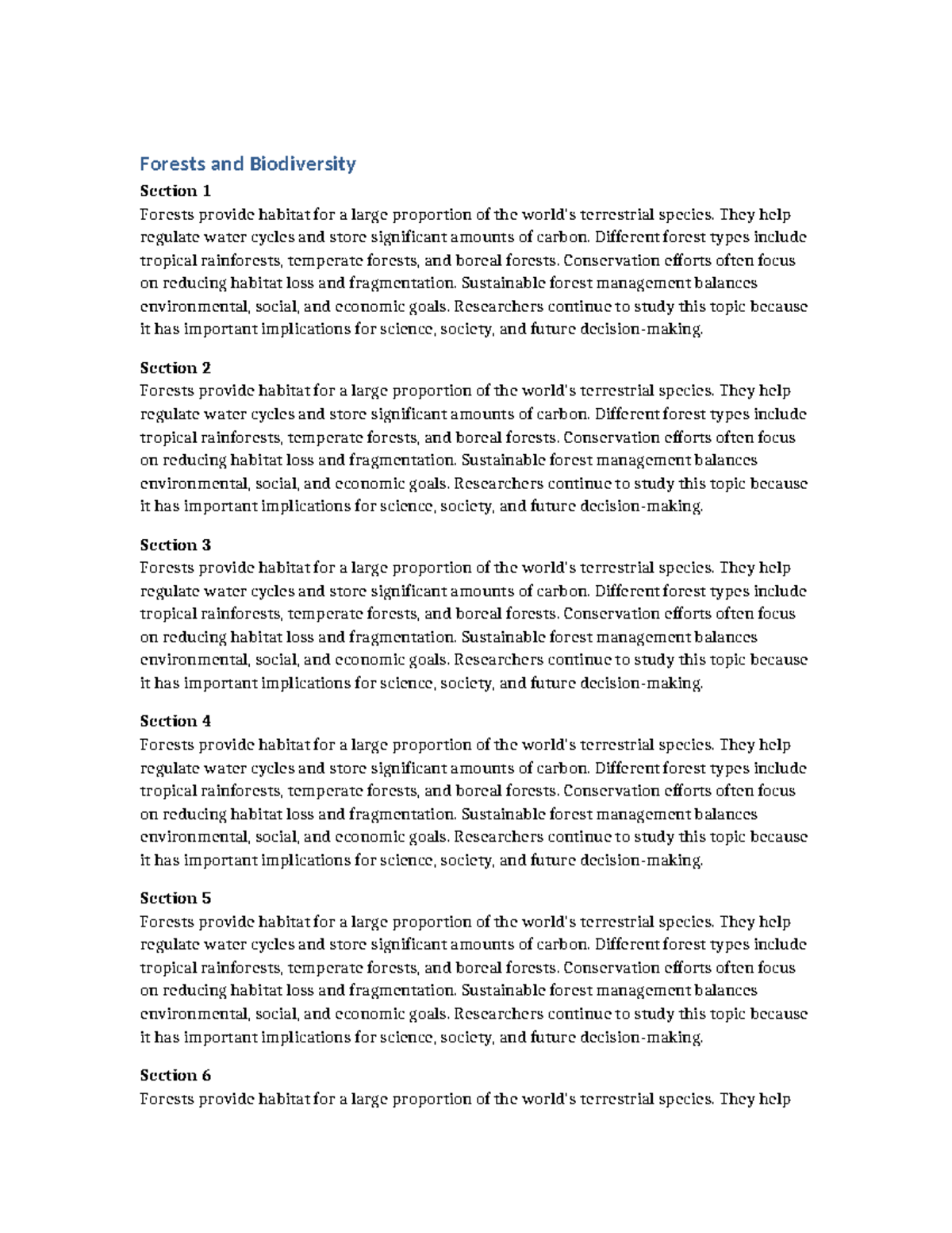 Forests and Biodiversity: Habitat, Conservation, and Management - Studocu