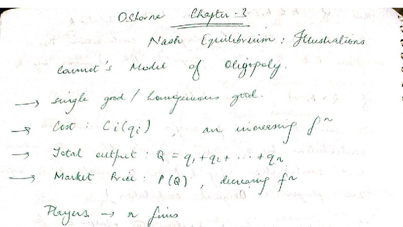 Osborne Chapter 3: Nash Equilibrium in Oligopoly Models (Unit-3) - Studocu