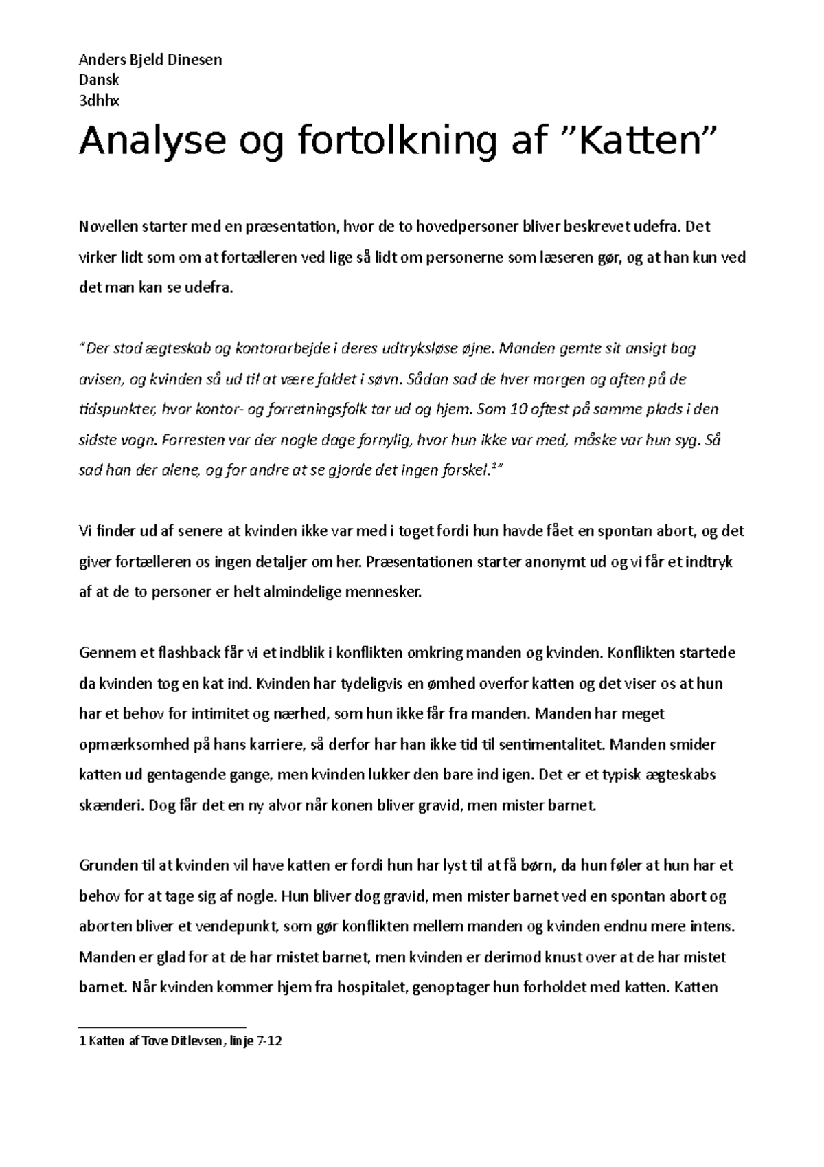 Analyse og fortolkning af Katten - Dansk - Dansk 3dhhx Analyse og fortolkning af ”Katten ...