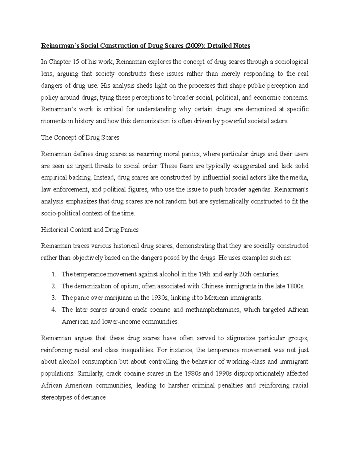 DRUG 101: Reinarman's Insights on Social Construction of Drug Scares ...