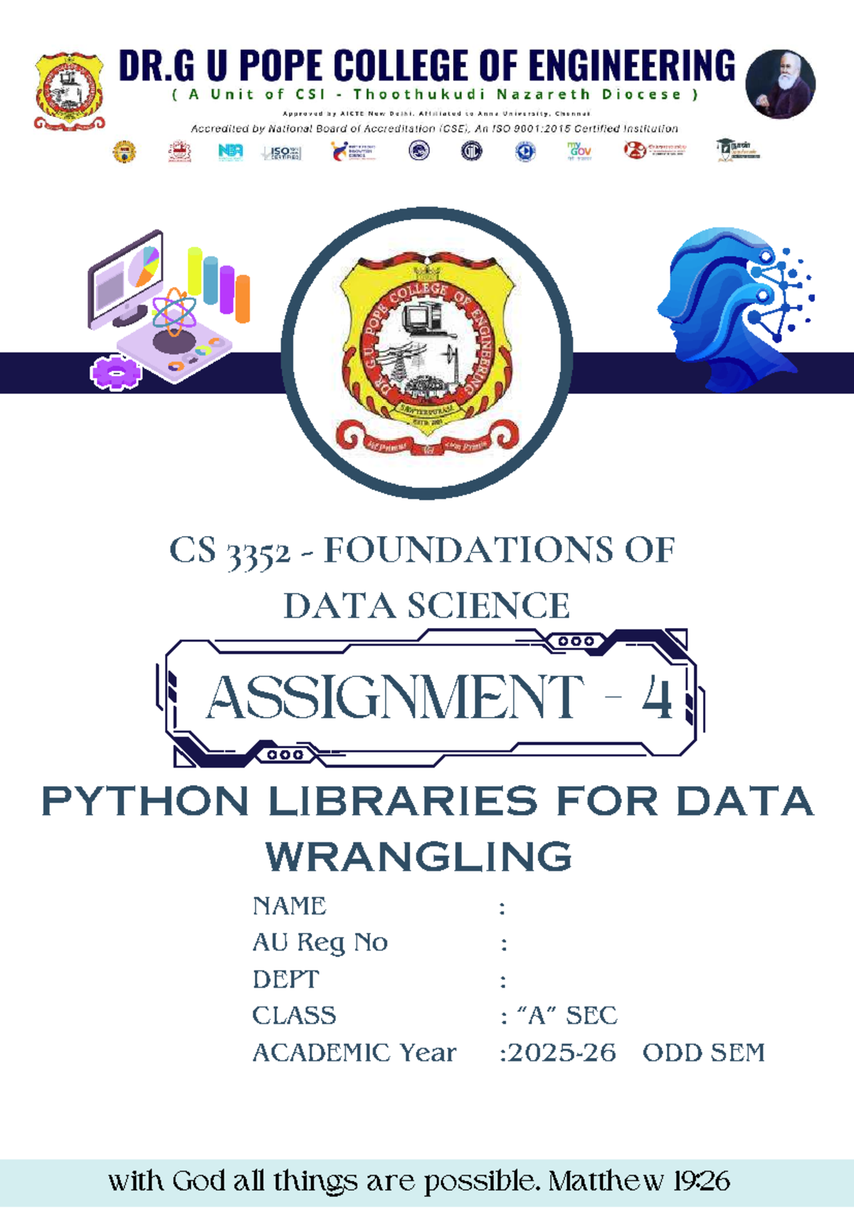 FDS Assignment 4&5 CSE A - Foundations of Data Science - CS 3352 - FOUNDATIONS OF DATA SCIENCE ...