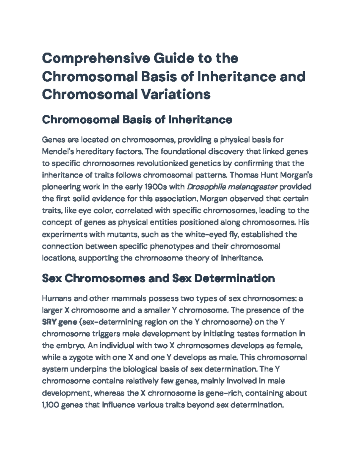 Comprehensive Overview of Chromosomal Inheritance and Disorders (BIO ...
