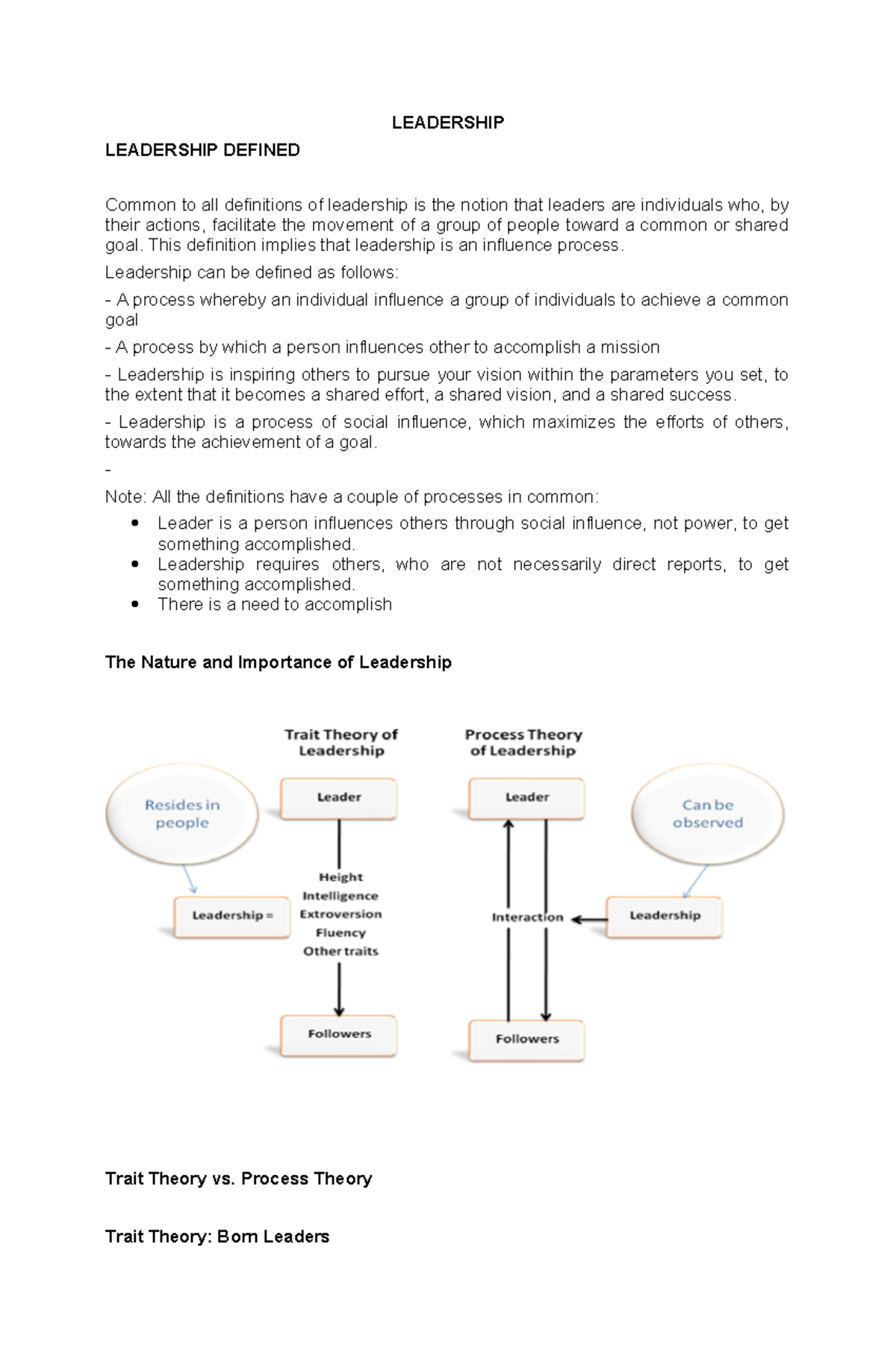 Leadership Defined: Key Concepts and Theories - Lecture - Studocu