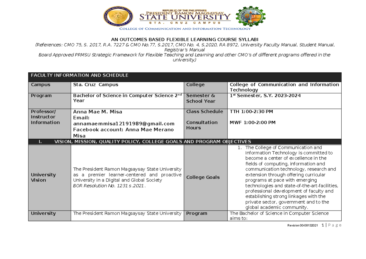 GEM 1 Life and Works of Rizal Syllabus - 1st Sem, SY 2023-2024 - Studocu