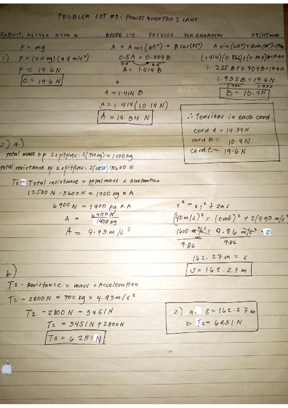 Problem Set Newtons Laws Paquit - PROBLEM SET FORCES LAWS PAQUIT ...