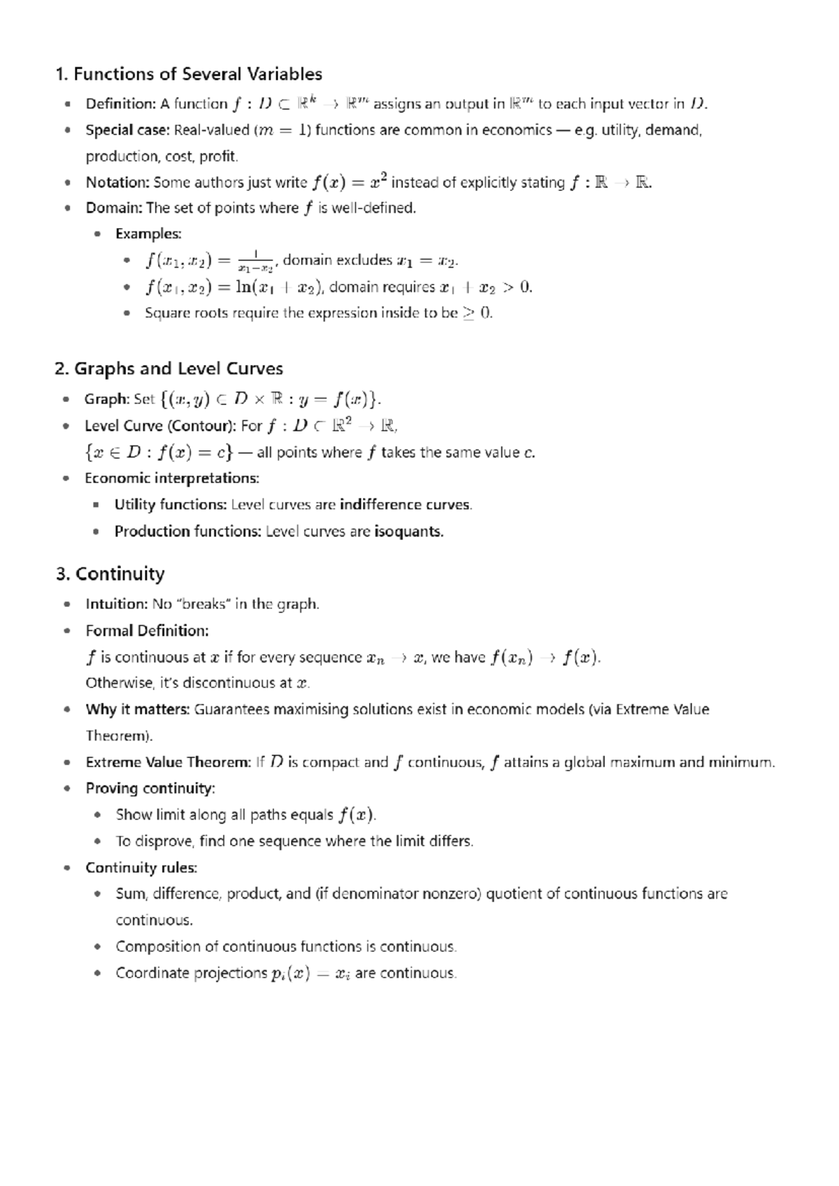 Week 2 Notes: Functions of Several Variables in Economics - Studocu