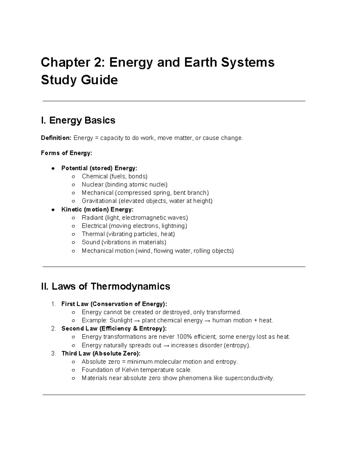 Chapter 2: Energy and Earth Systems Exam 1 Review Guide - Studocu