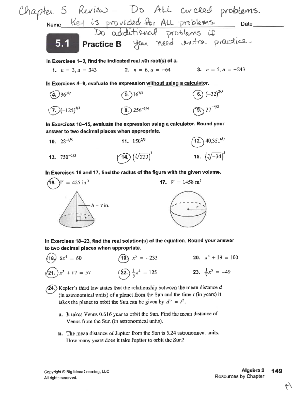 Algebra 2 Practice B Exercises - Studocu