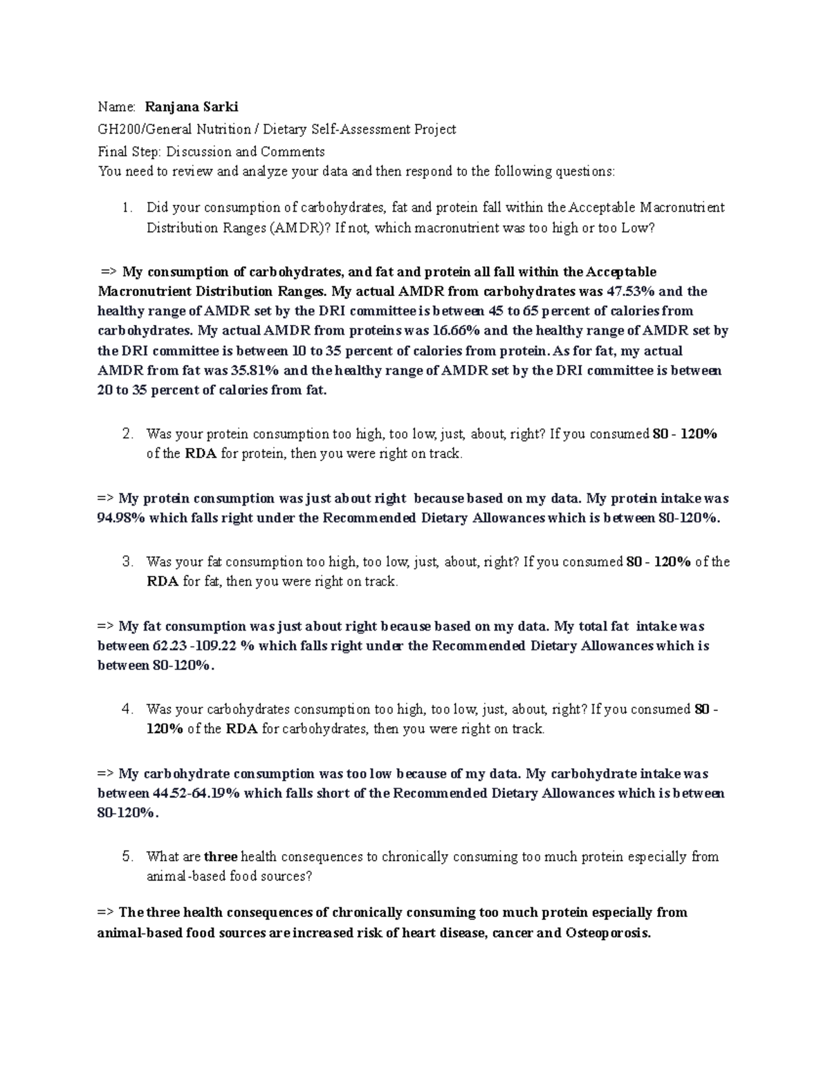 GH200-Dietary Self-Assessment Project Final Step Discussion and ...