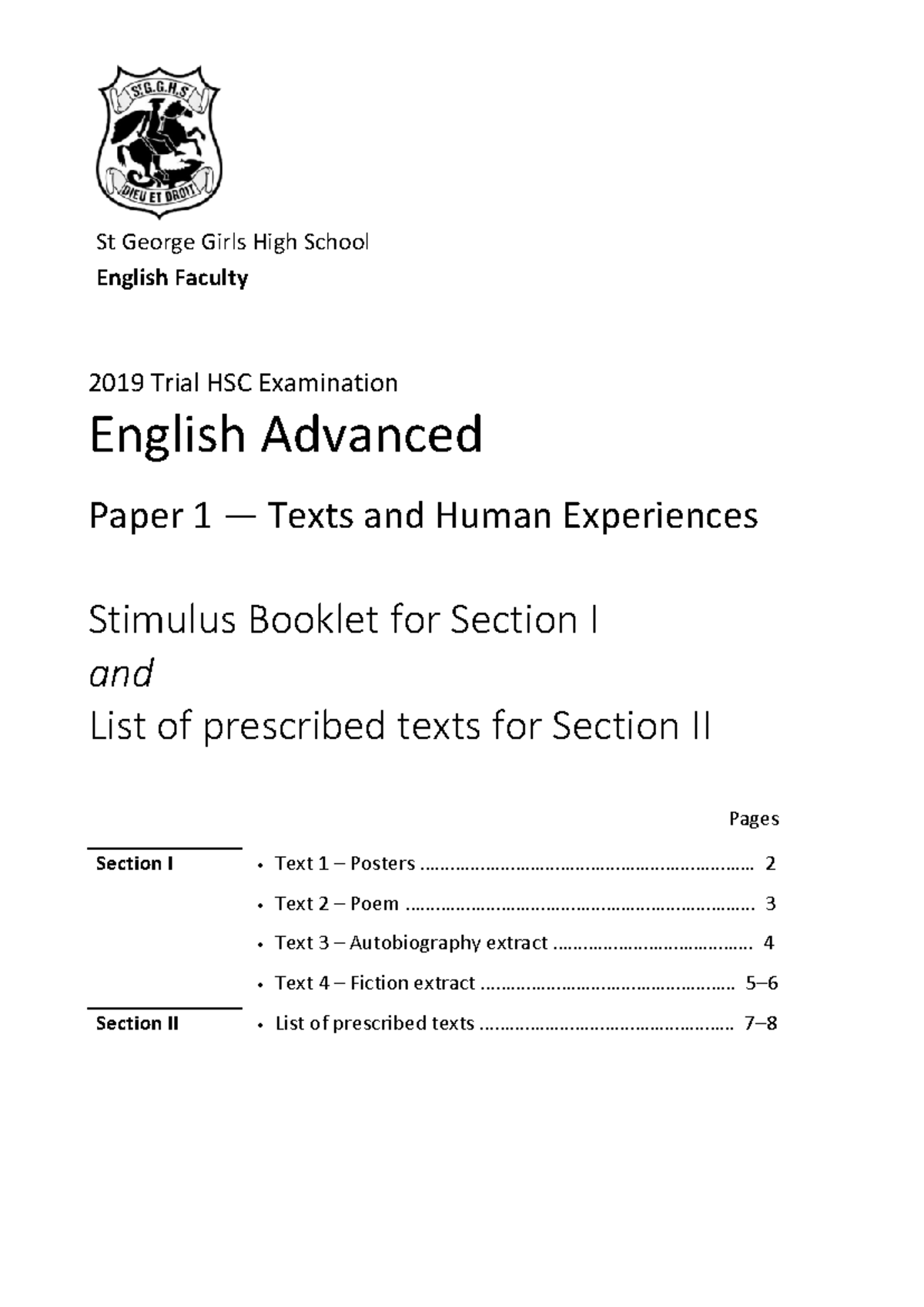 2019-EA-2019- Sgghs-Trial-Paper-1 - St George Girls High School English ...