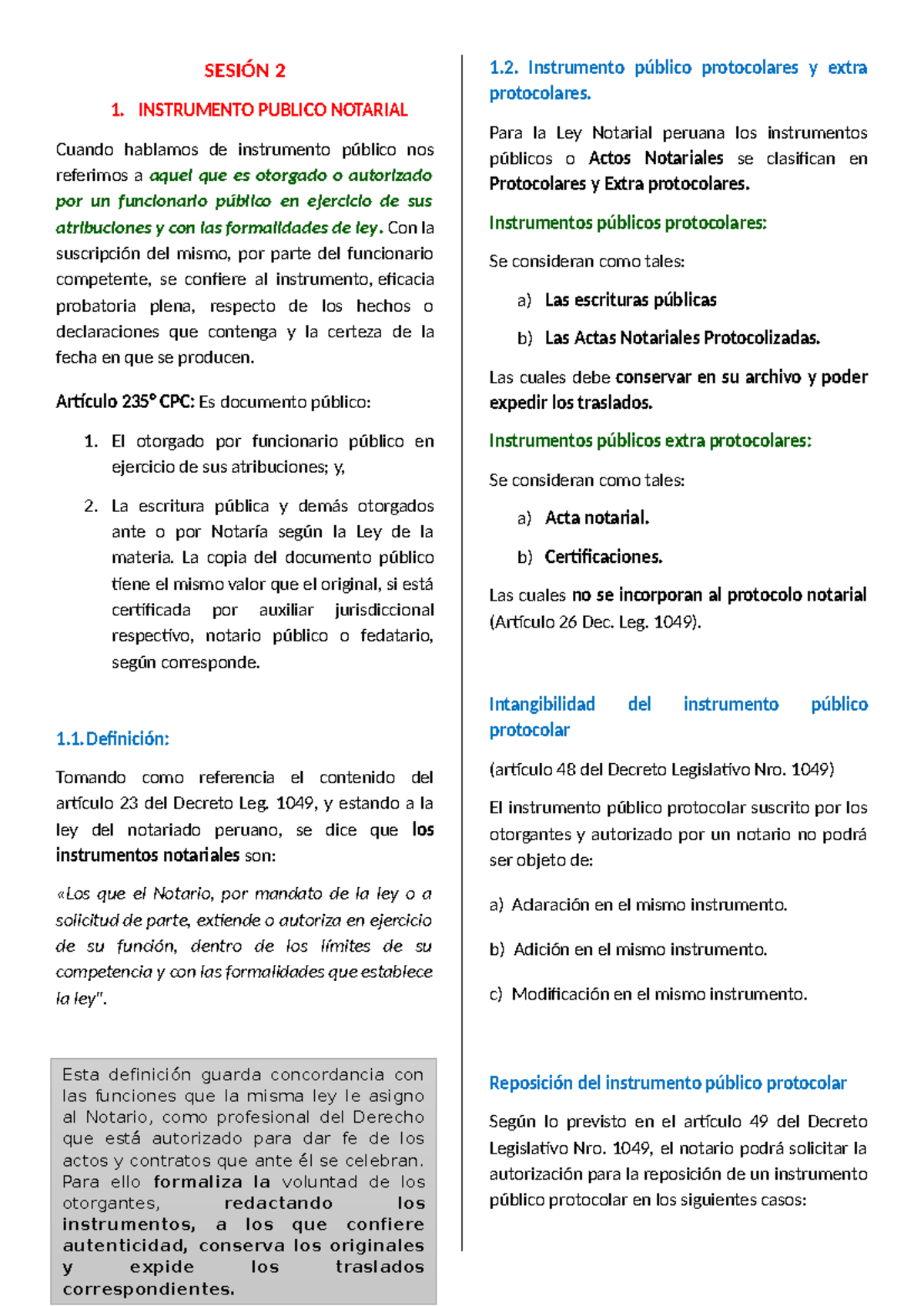 Sesión 2: Instrumento Público Notarial y Protocolo Notarial - Studocu