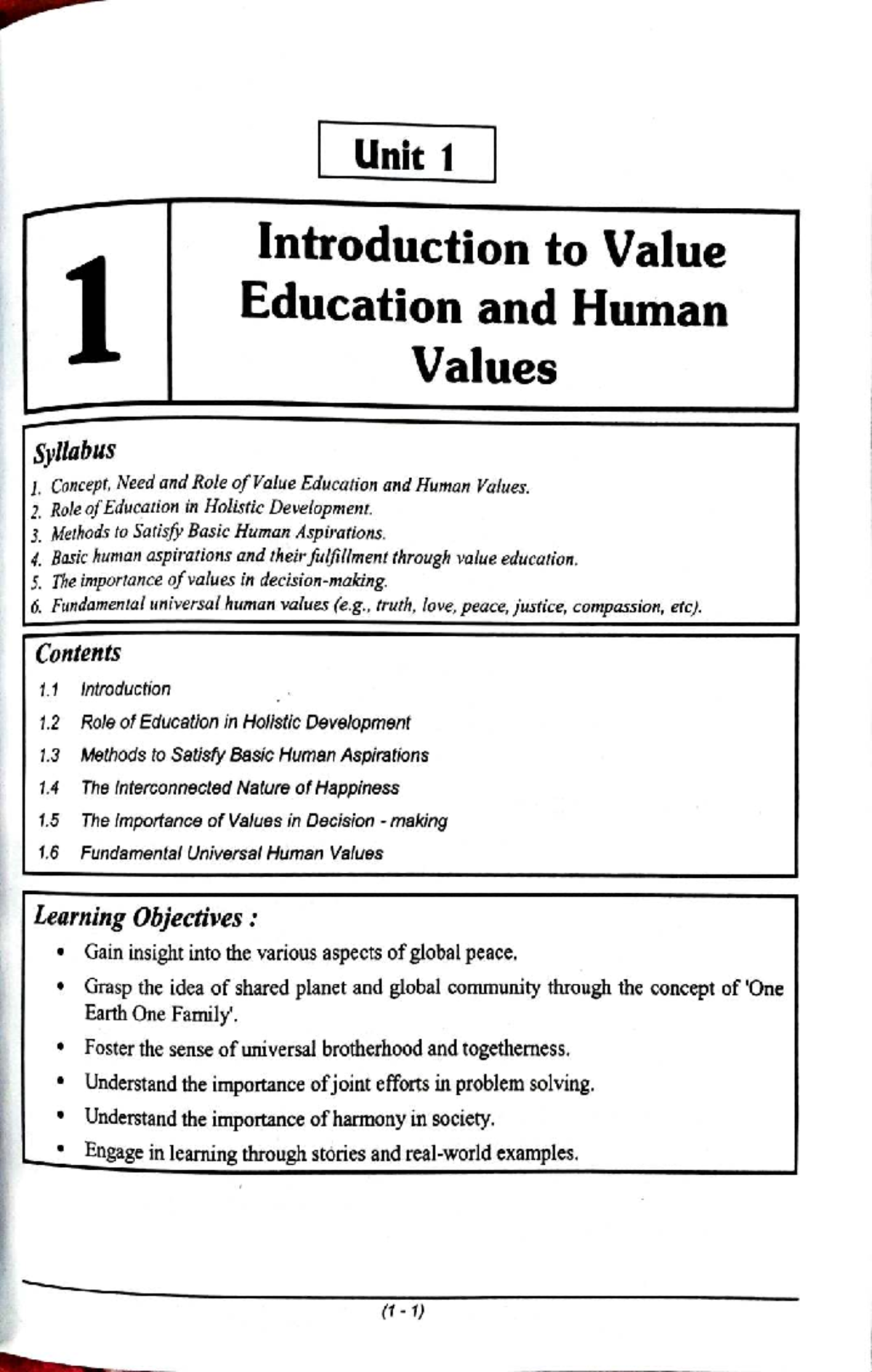 UHV 101: Introduction to Value Education and Human Values - Chapter 1 ...