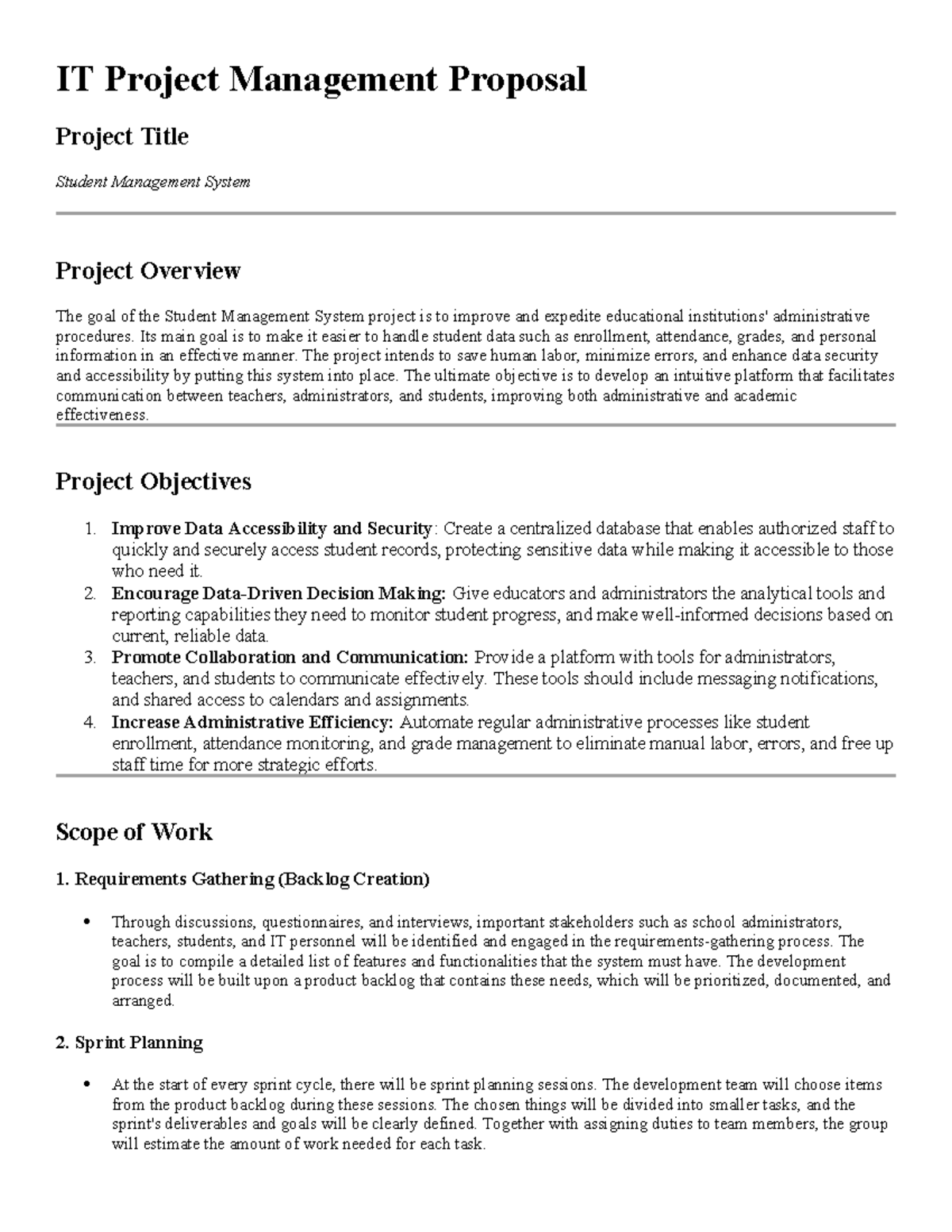 ITPM 101: Student Management System Project Proposal Overview - Studocu