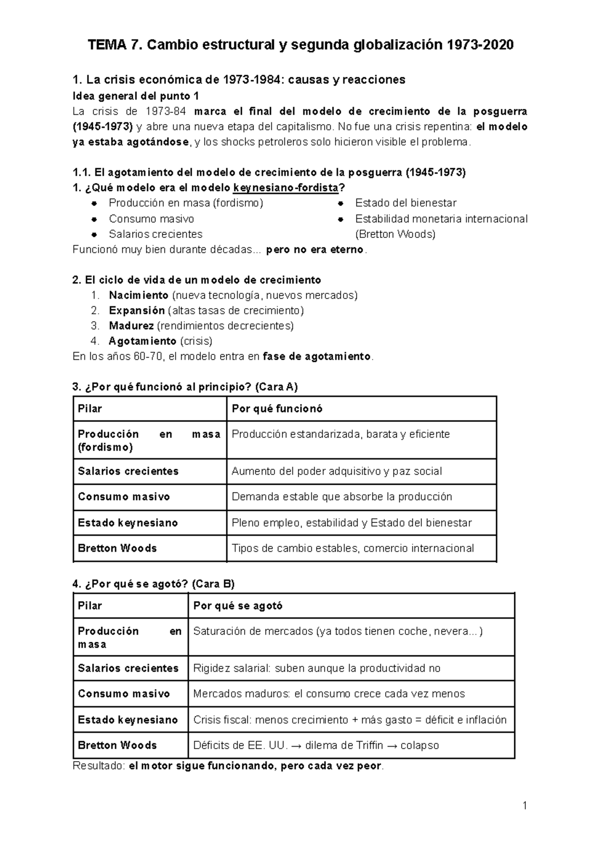 Tema 7: Cambio Estructural y Segunda Globalización (1973-2020) - Studocu