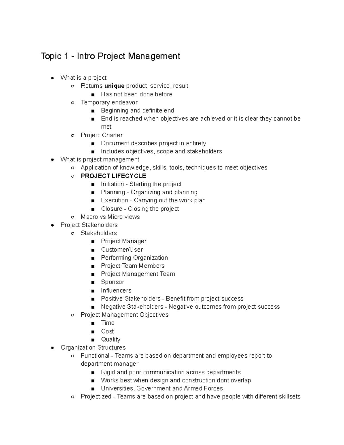 ENGR 301 - Intro to Project Management: Key Concepts & Notes - Studocu