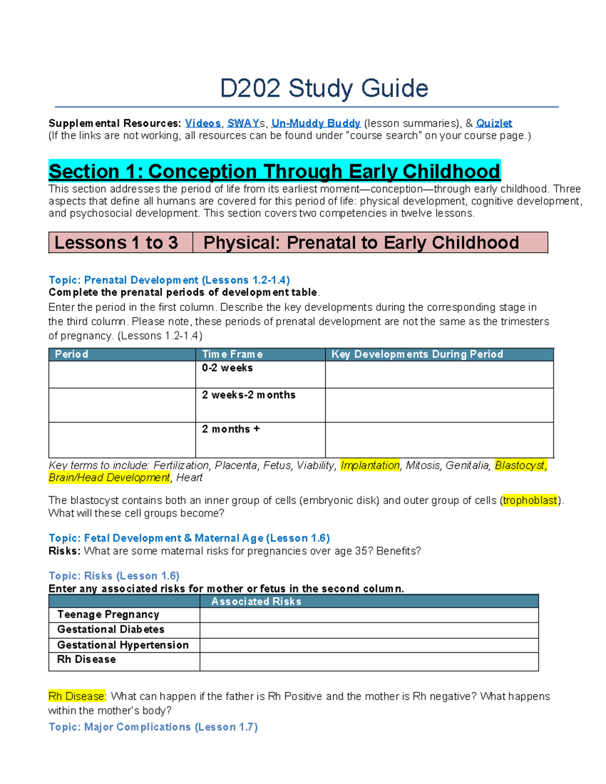D202 Study Guide: Comprehensive Overview of Human Development - Studocu