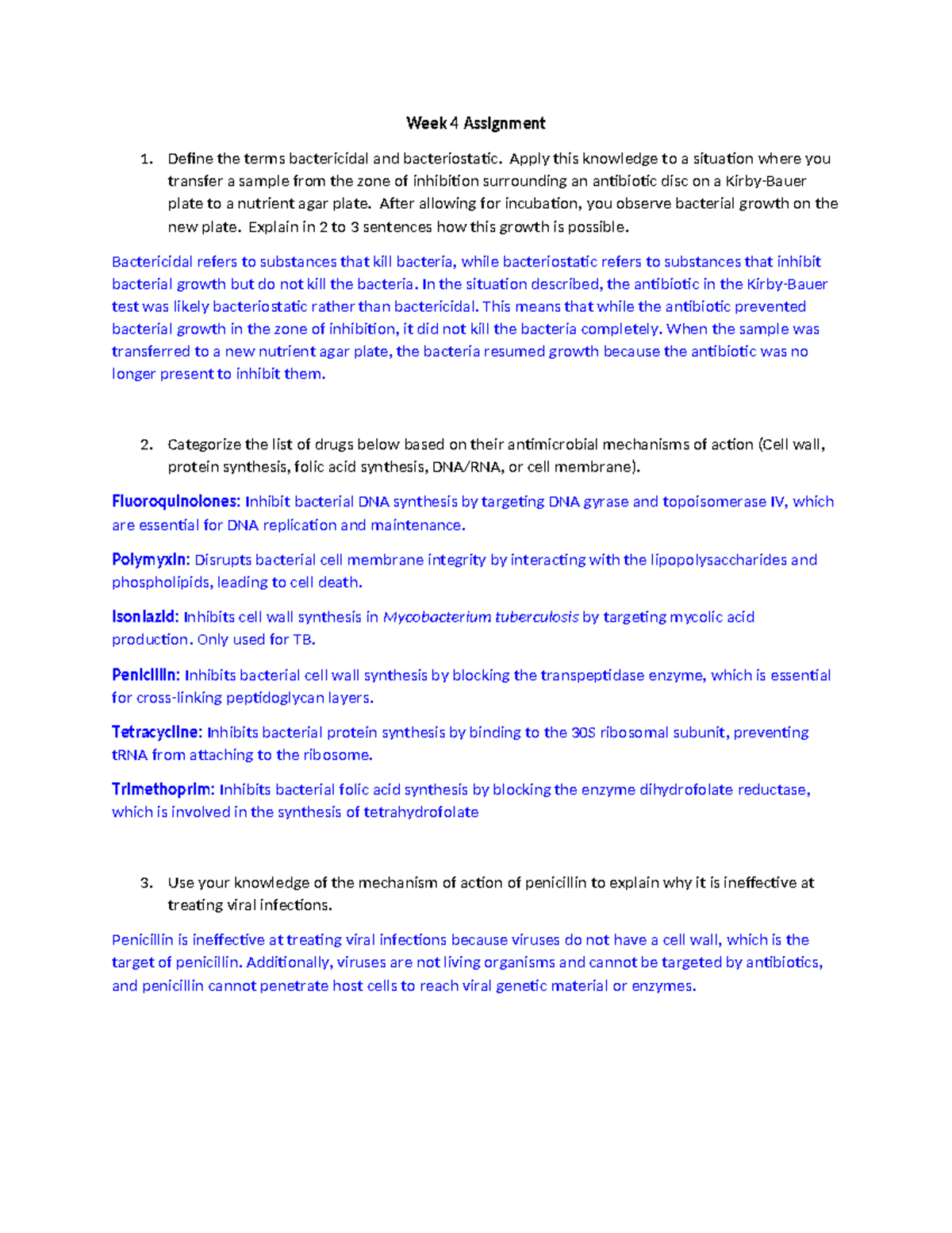 Week 4 Assignment: Antimicrobials & Host-Microbe Interactions - Studocu