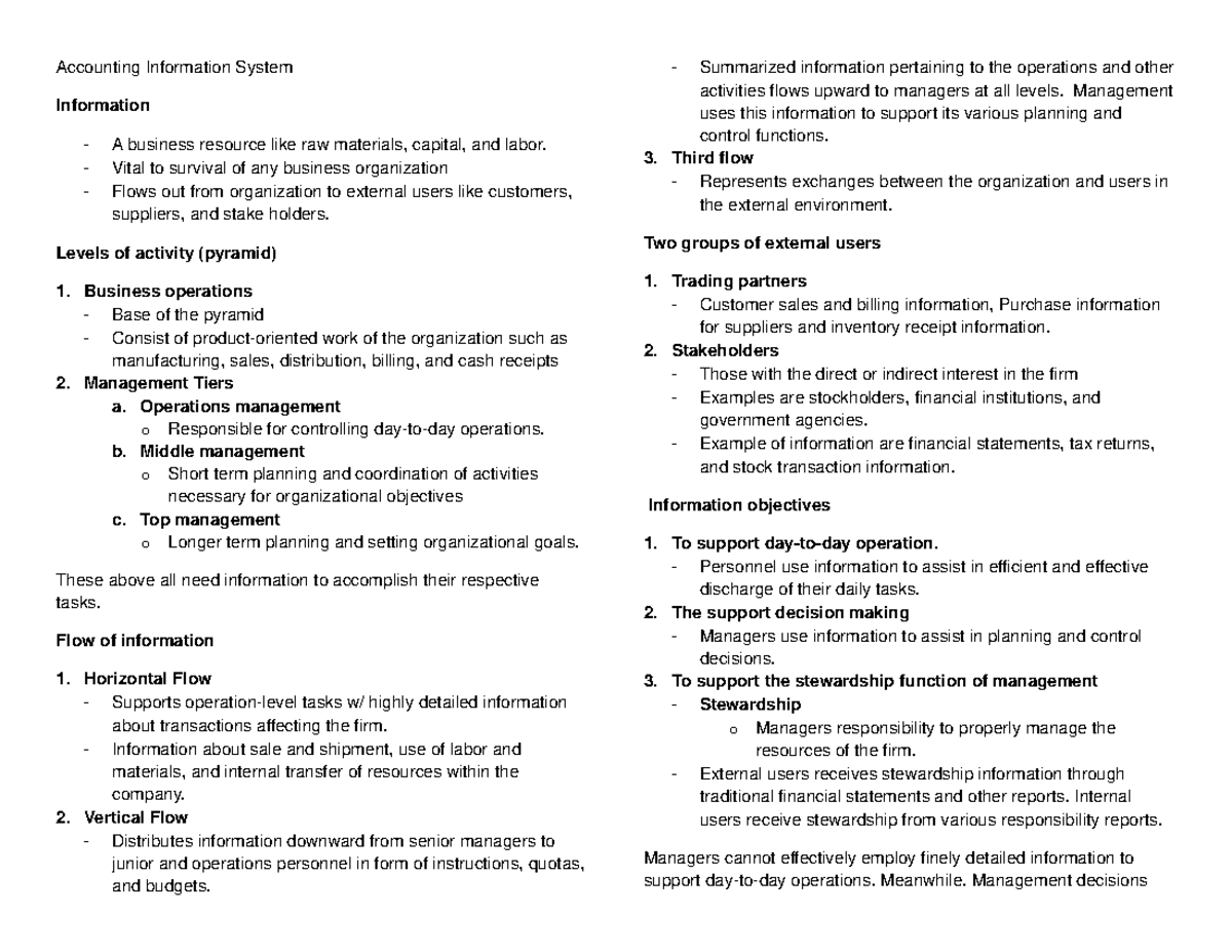 Accounting Information Systems (AIS) Overview and Functions - Studocu