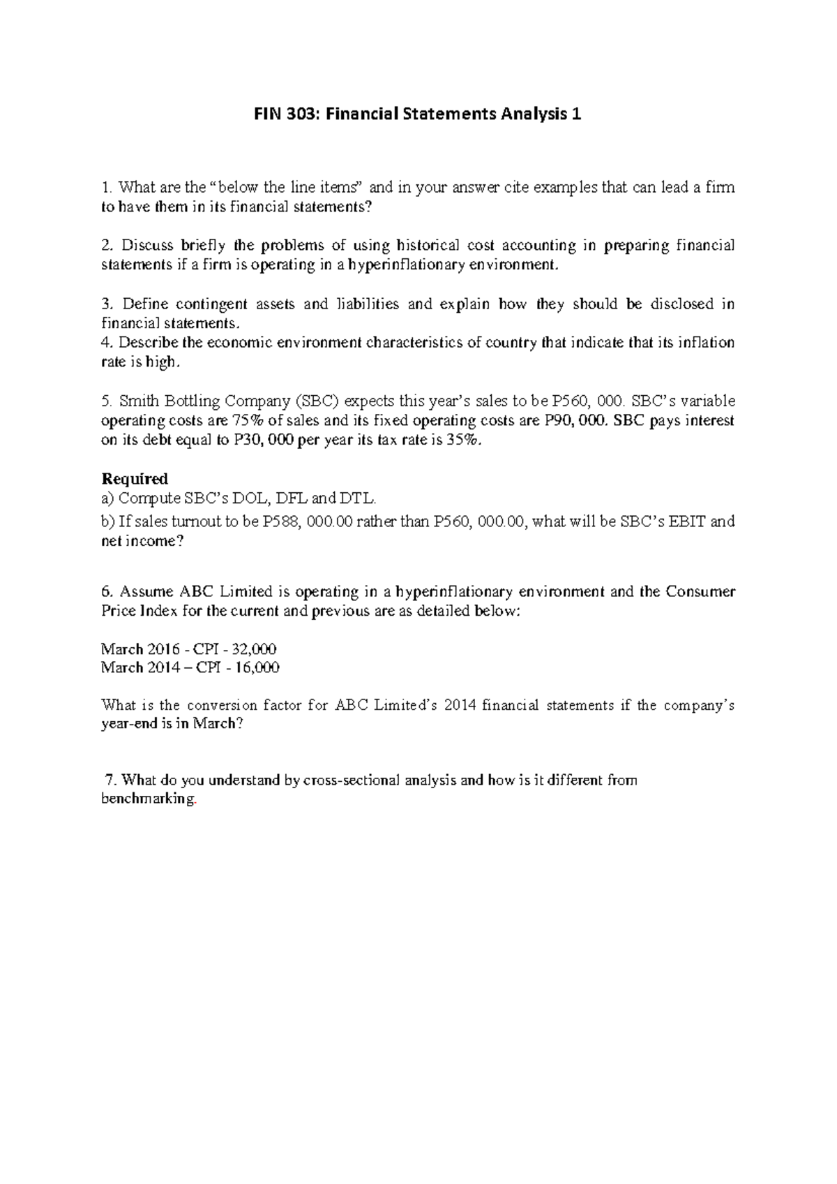 FIN 303: Financial Statements Analysis - Key Questions & Concepts - Studocu